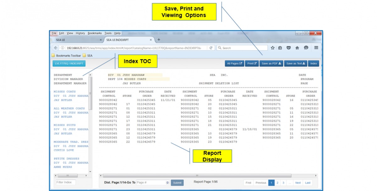 Information Request--TRMS Report Management